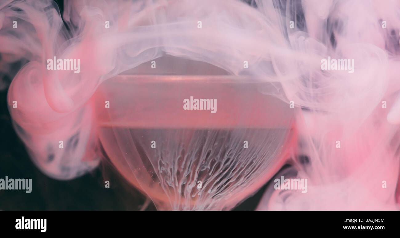 Round liquid. Paint cloud. Defocused pink colorful water texture ...