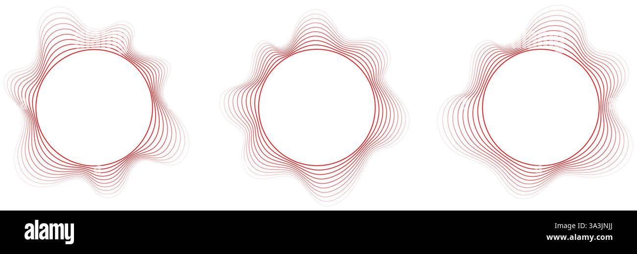 Round sound wave frames, circular lines pattern, radial curvy shapes ...