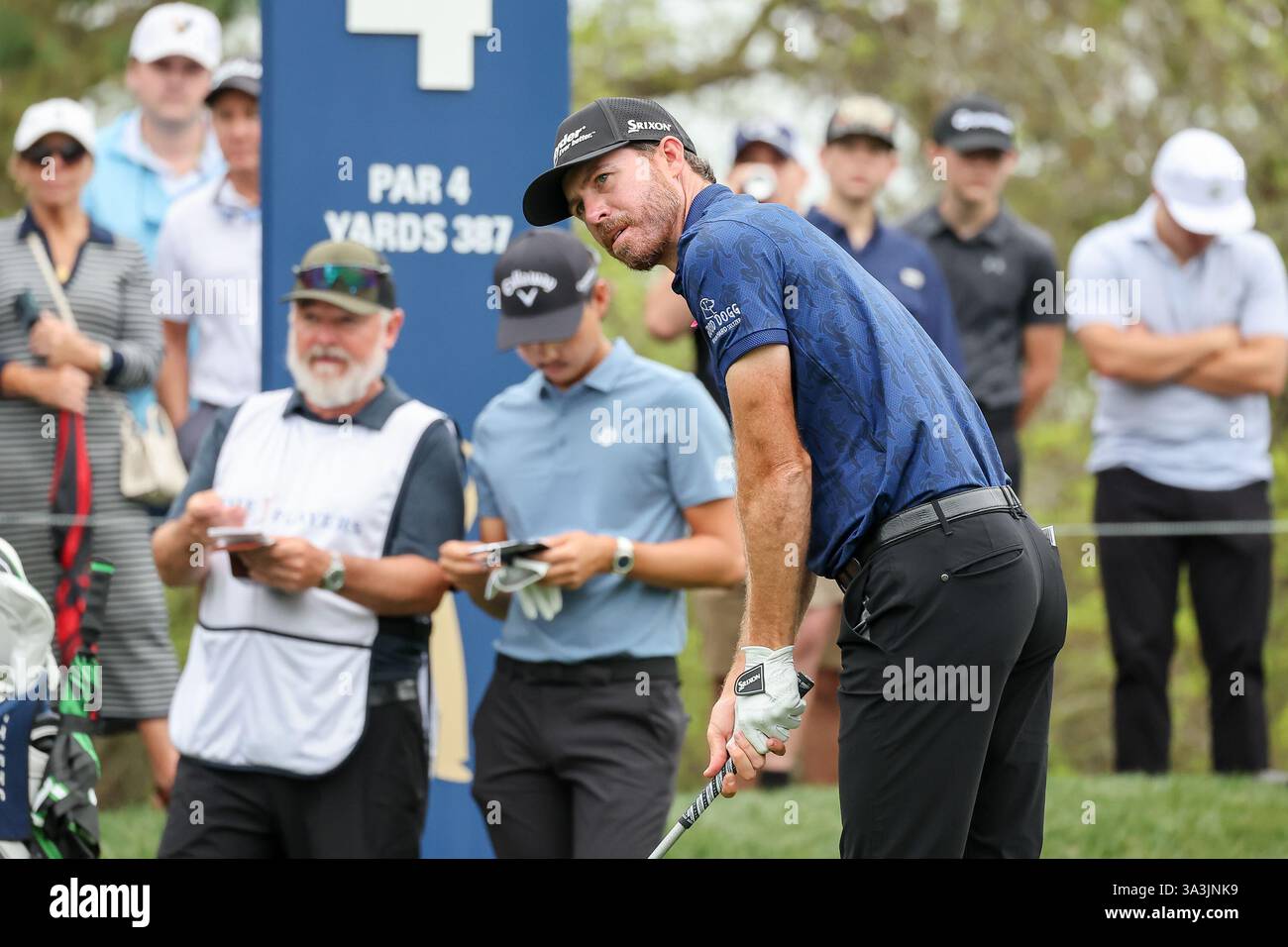 Ponte Vedra, FL, USA. 16th Mar, 2025. Sam Ryder readies for his tee ...