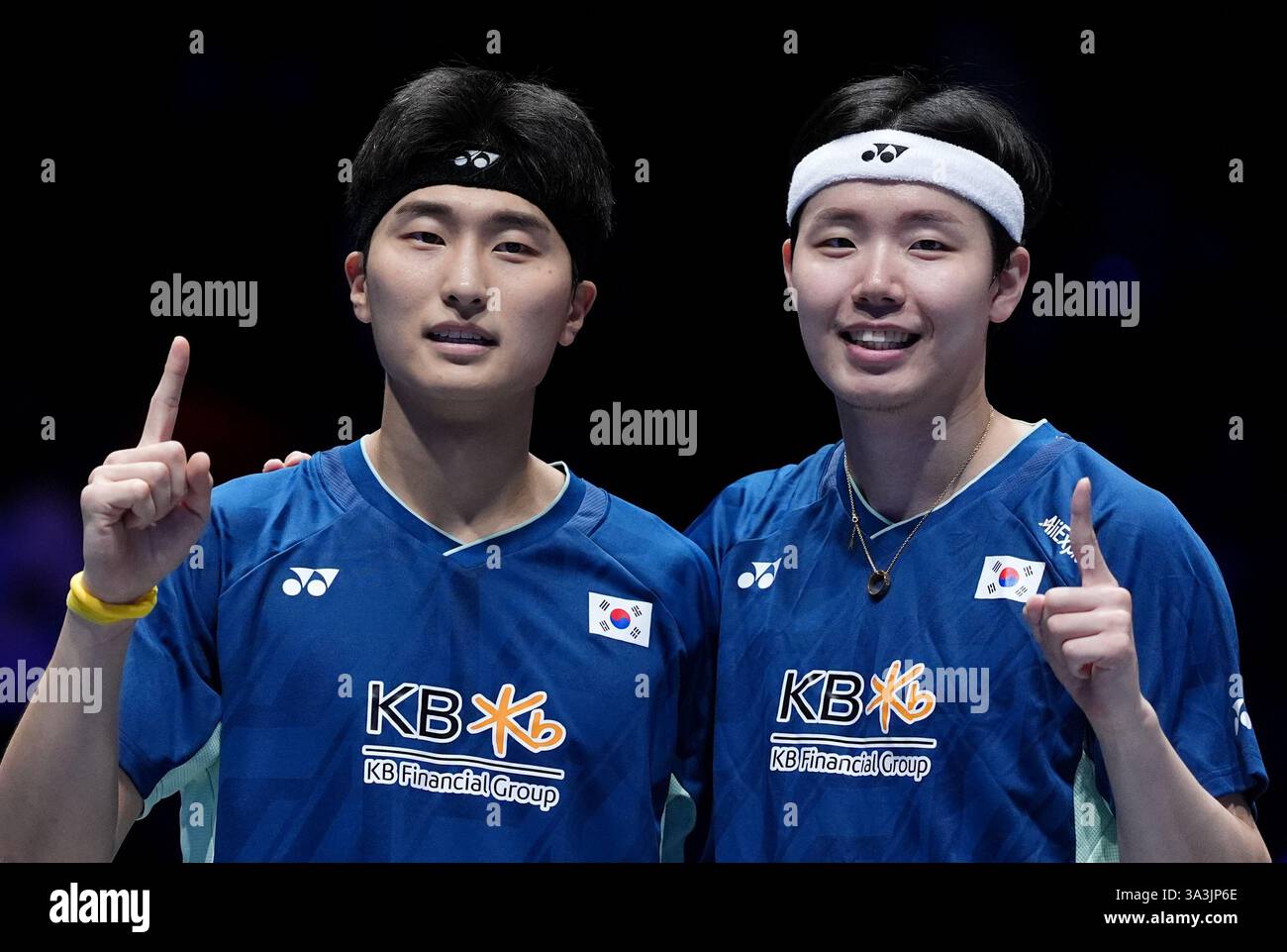 Korea's Won Ho Kim and Seung Jae Seo celebrate victory following their ...