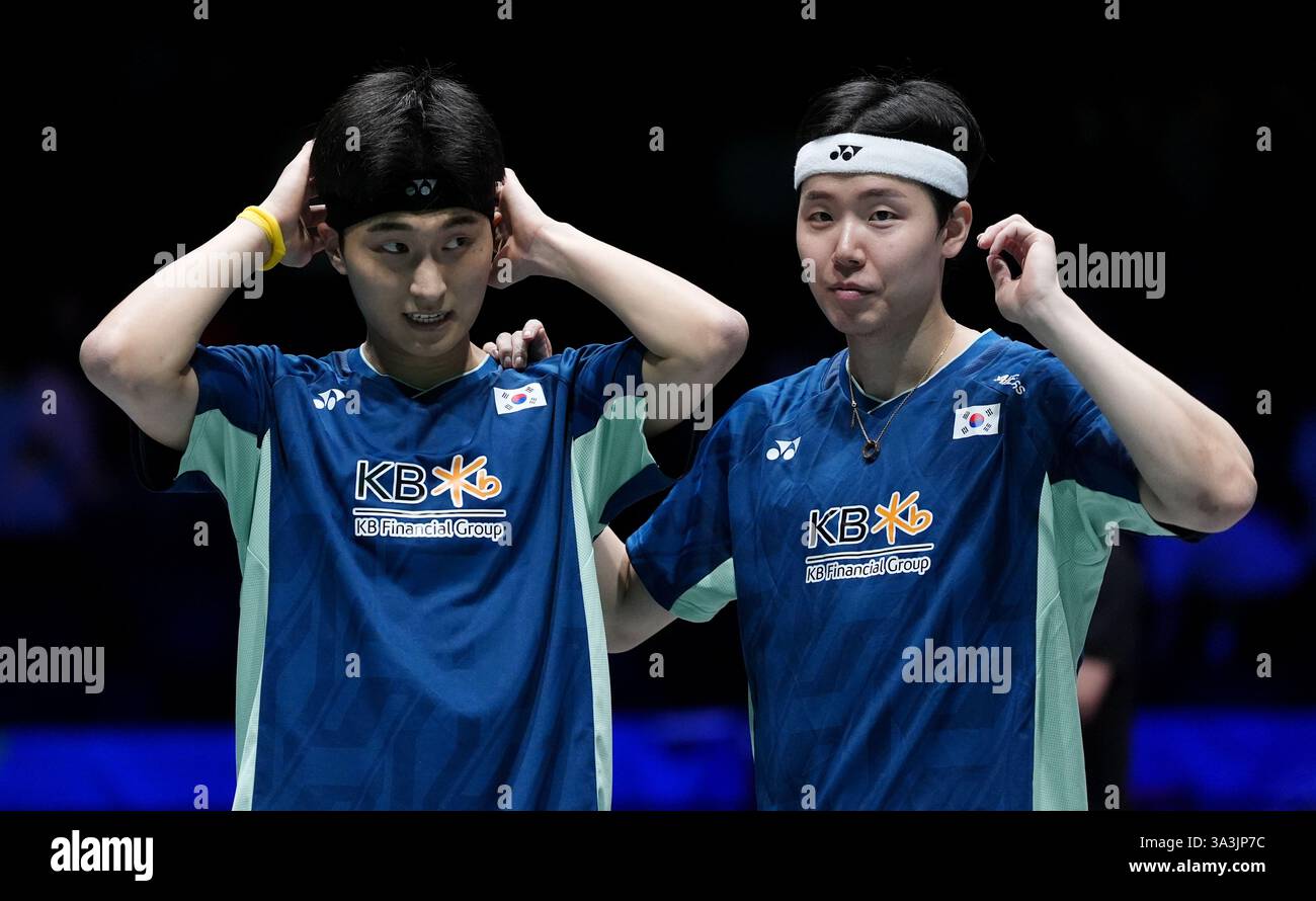 Korea's Won Ho Kim and Seung Jae Seo celebrate victory following their ...