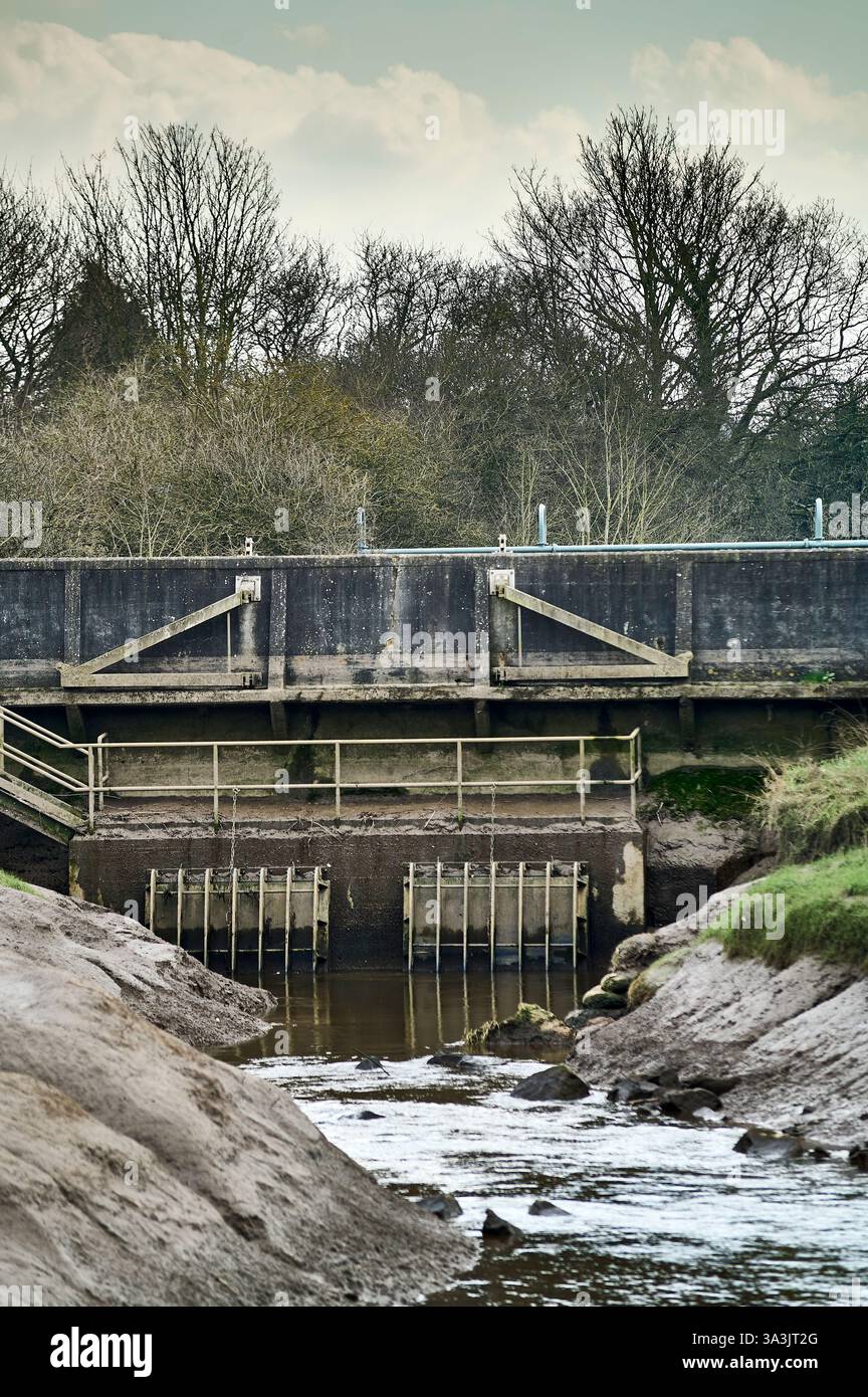 Sluice gates on small creek at low tide Stock Photo - Alamy