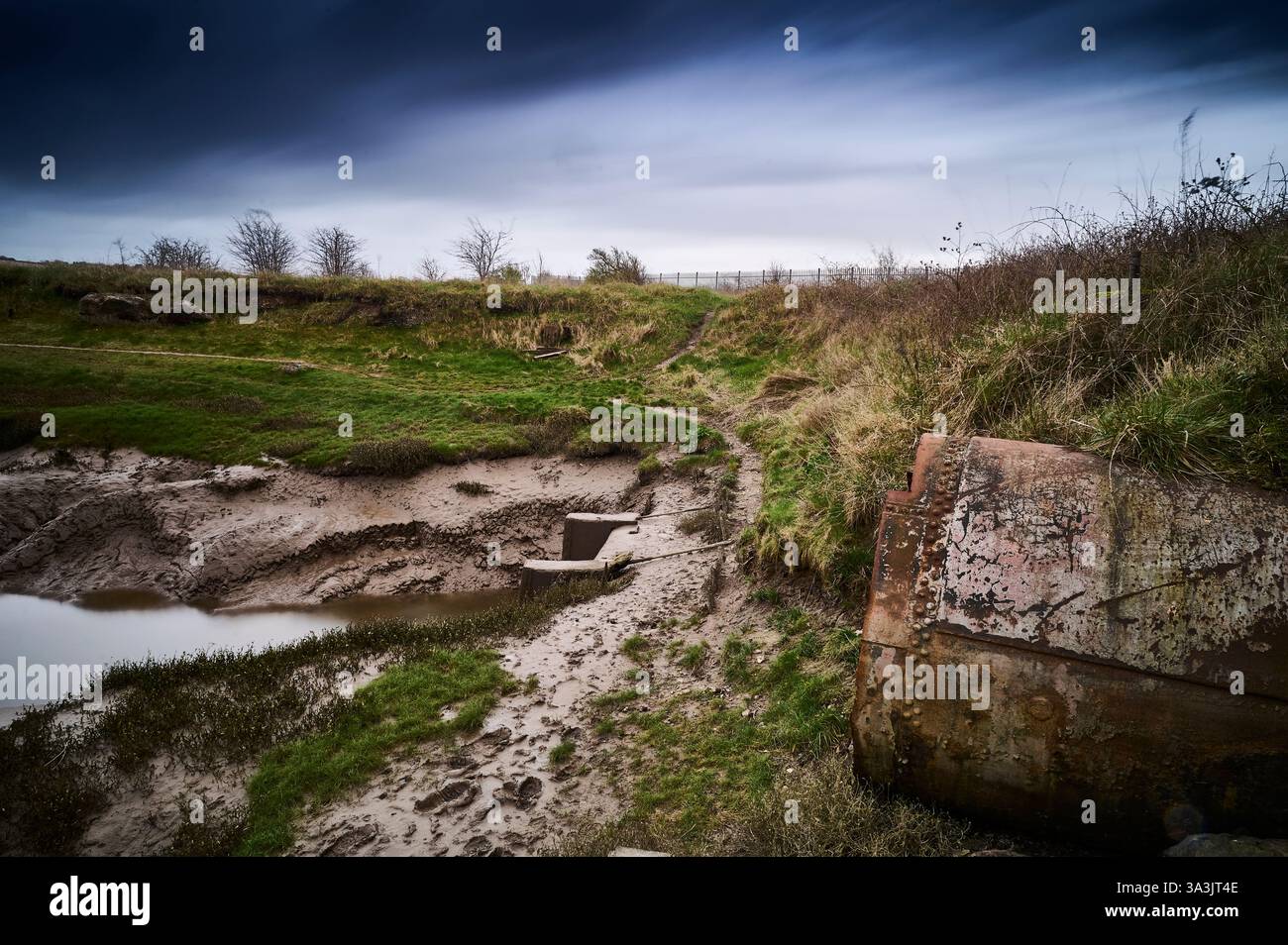 Redundant outlet pipes at former chemical plant on the River Wyre in ...