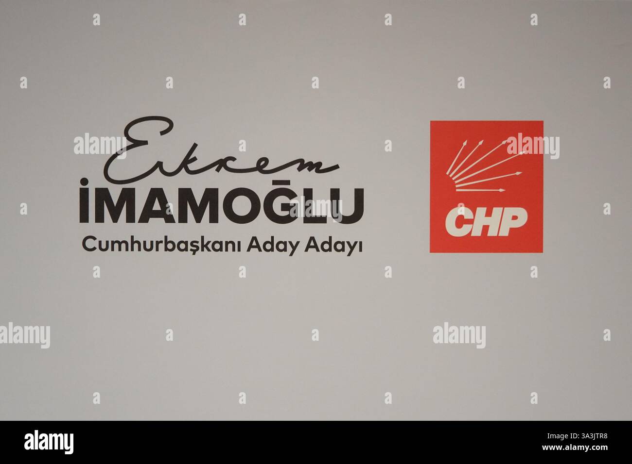 Diyarbakir, Turkey. 16th Mar, 2025. The logo used for Ekrem Imamoglu's ...