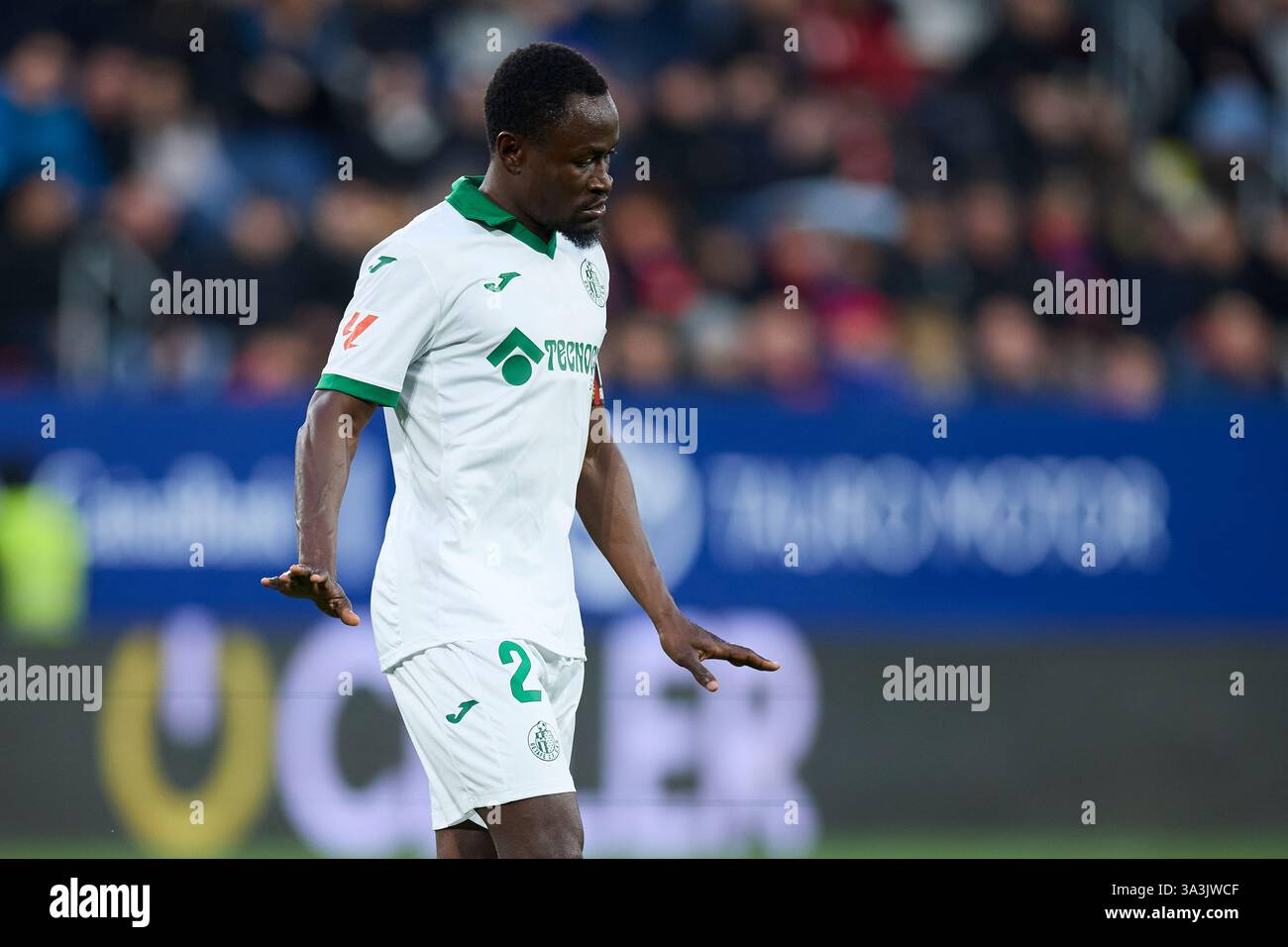 Djene Dakonam of Getafe CF reacts during the LaLiga EA Sports match ...