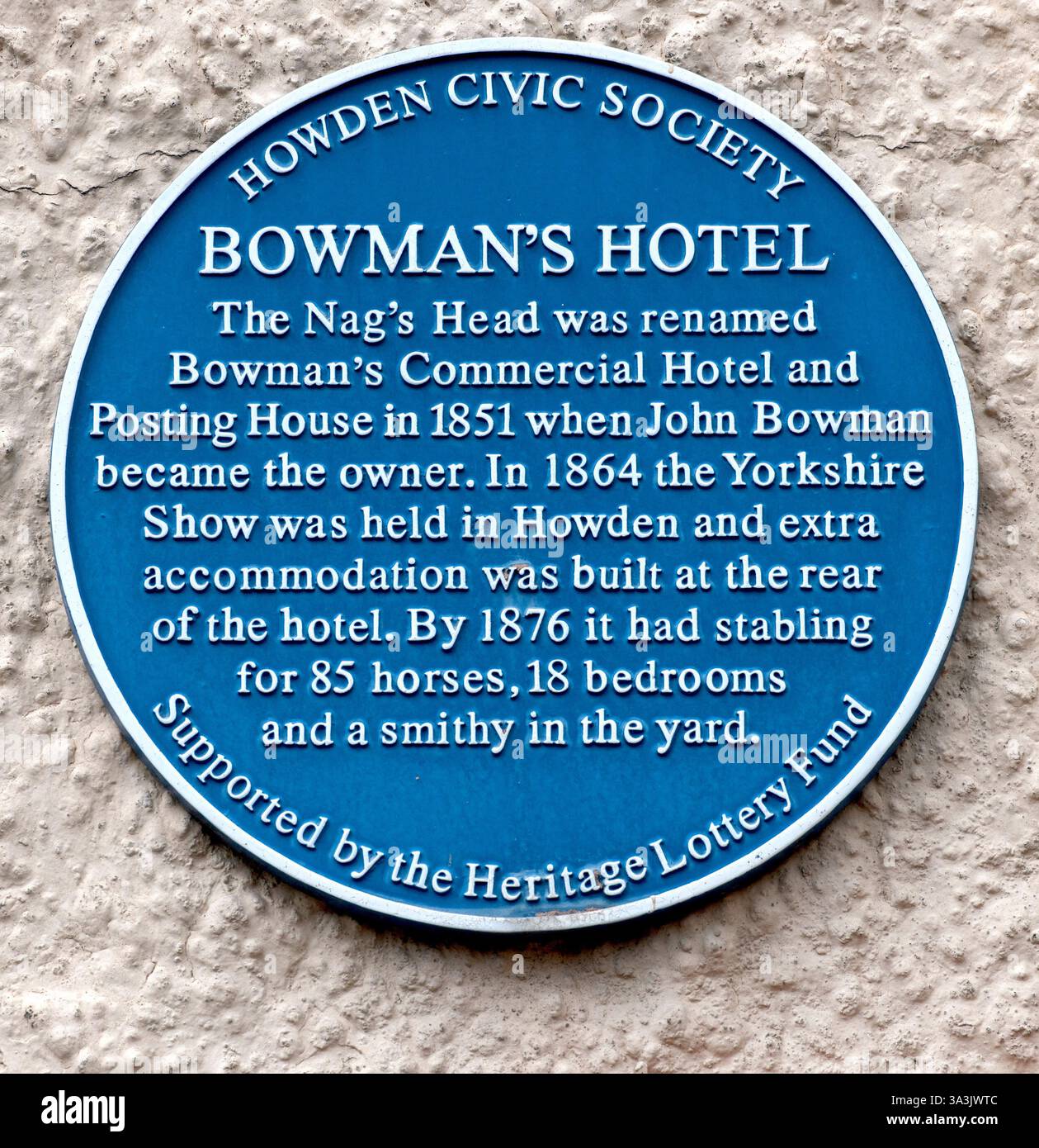 Howden Civic Society Blue Plaque at The Bowman's Hotel, Bridgegate ...