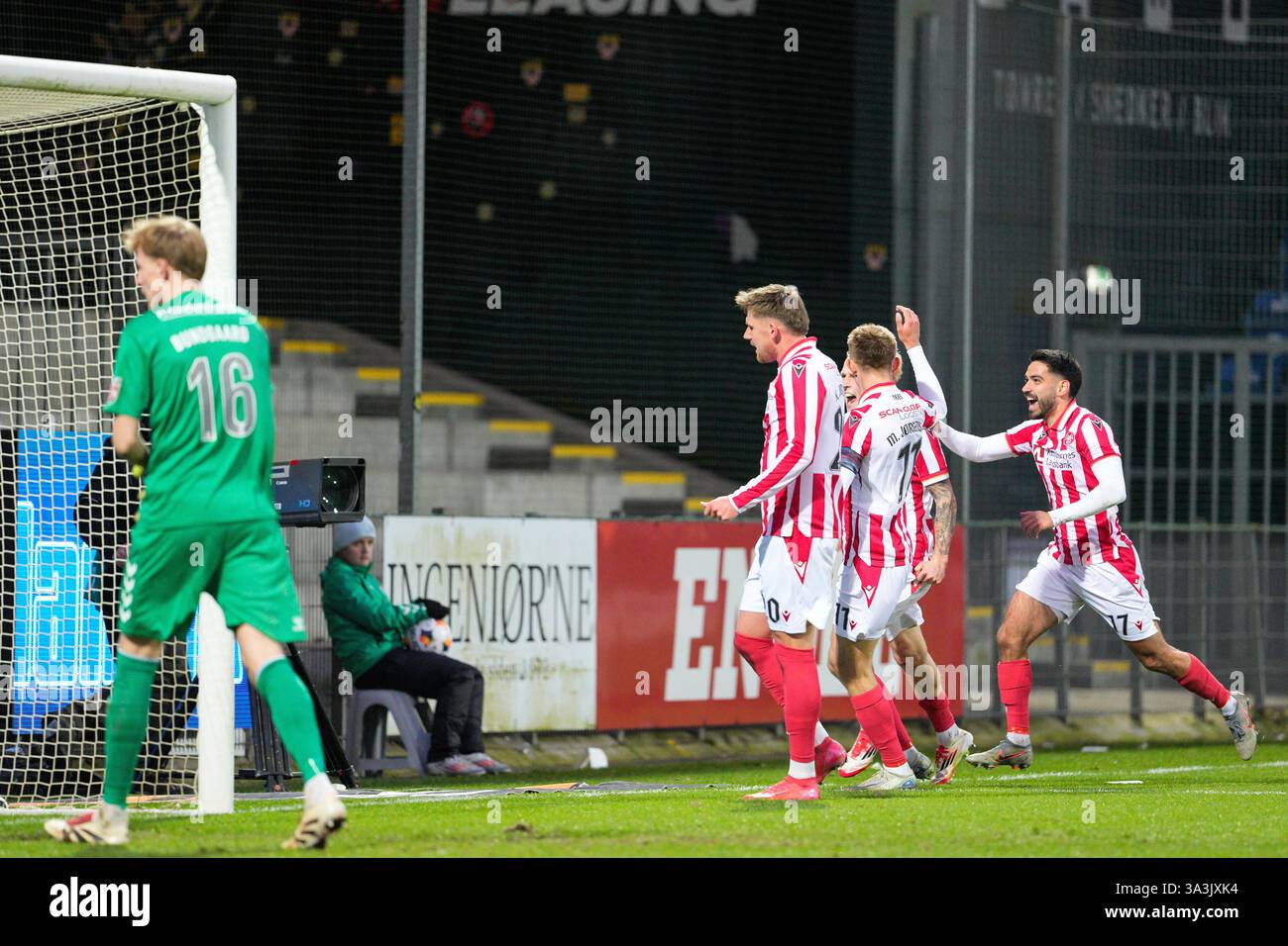 Melker Widell has just scored and is celebrated while Marcus Bundgaard ...
