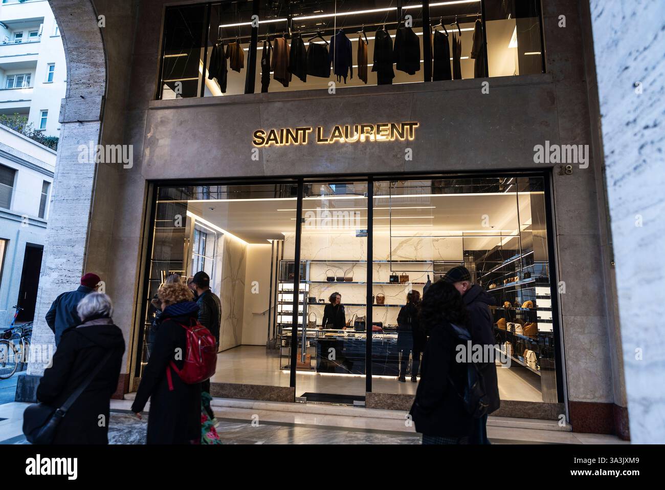 Turin, Italy - November 27, 2024: Sign of Yves Saint Laurent, luxury ...