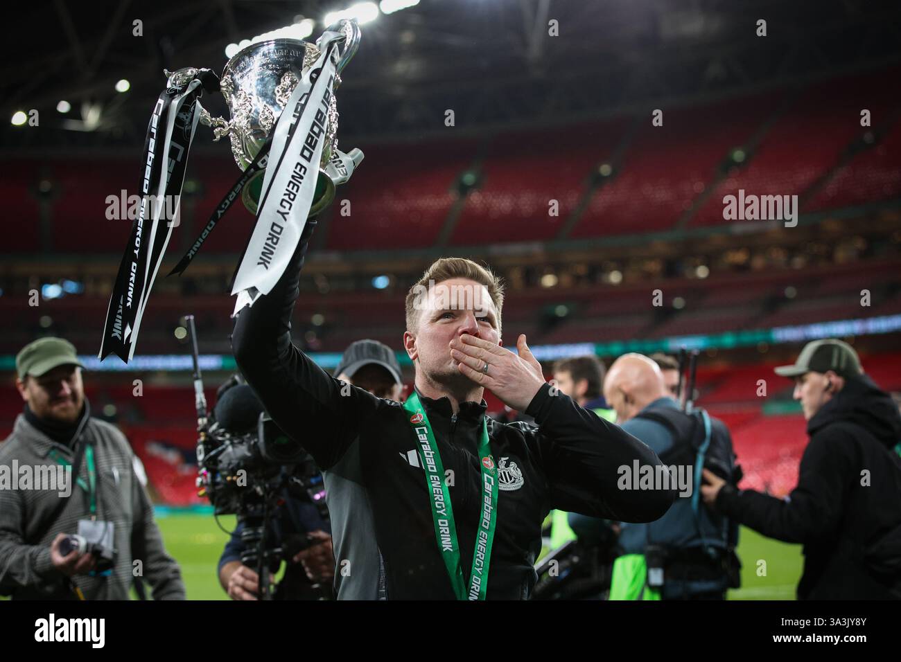 LONDON, UK - 16th Mar 2025: Newcastle United manager Eddie Howe ...