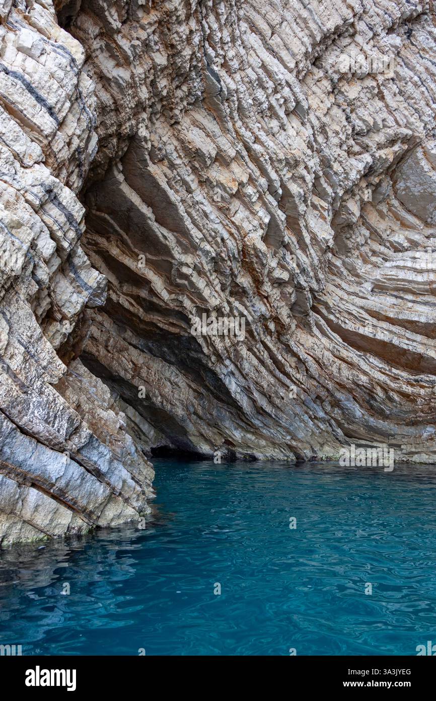 Mediterranean sea. Sea caves near Paleokastritsa, Corfu island. Greece ...