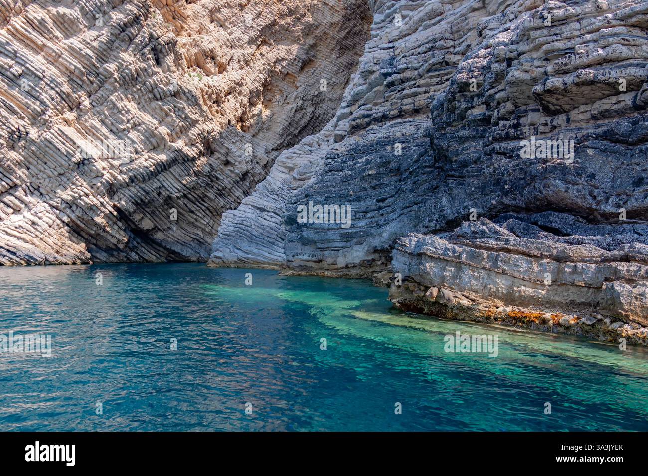 Mediterranean sea. Sea caves near Paleokastritsa, Corfu island. Greece ...