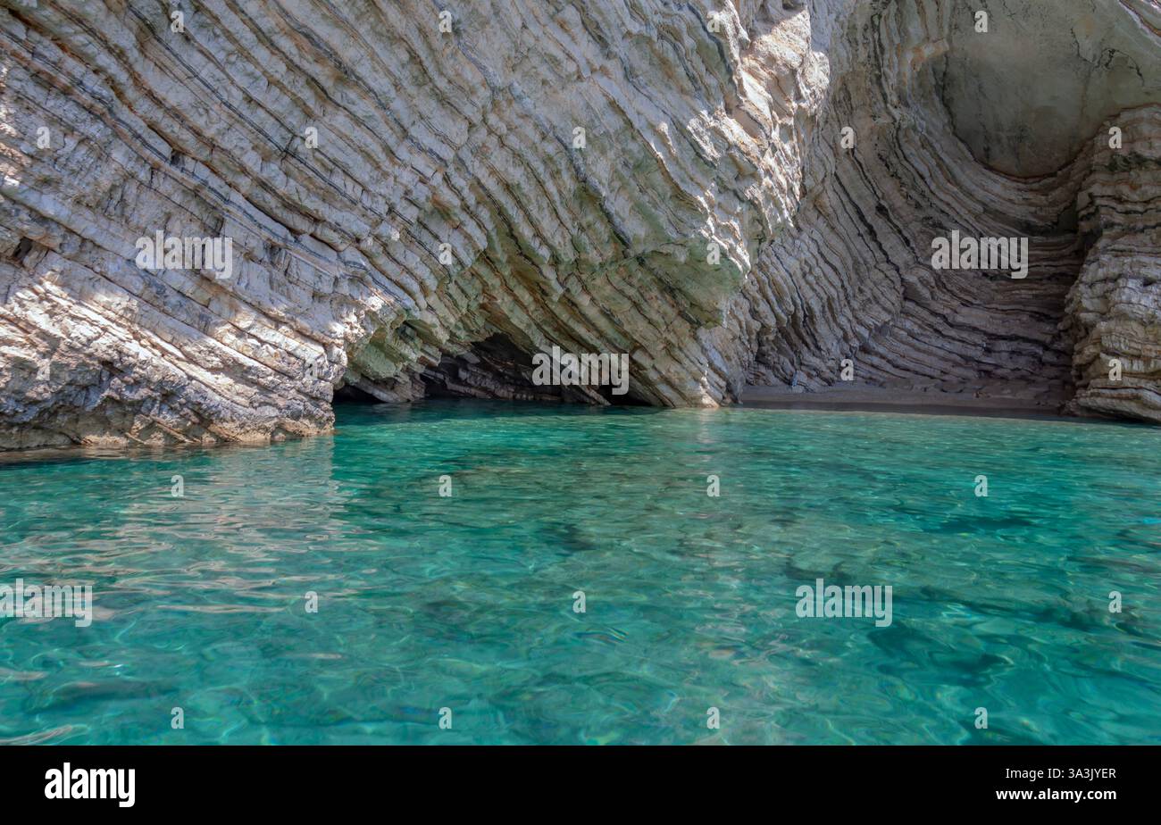 Mediterranean sea. Sea caves near Paleokastritsa, Corfu island. Greece ...