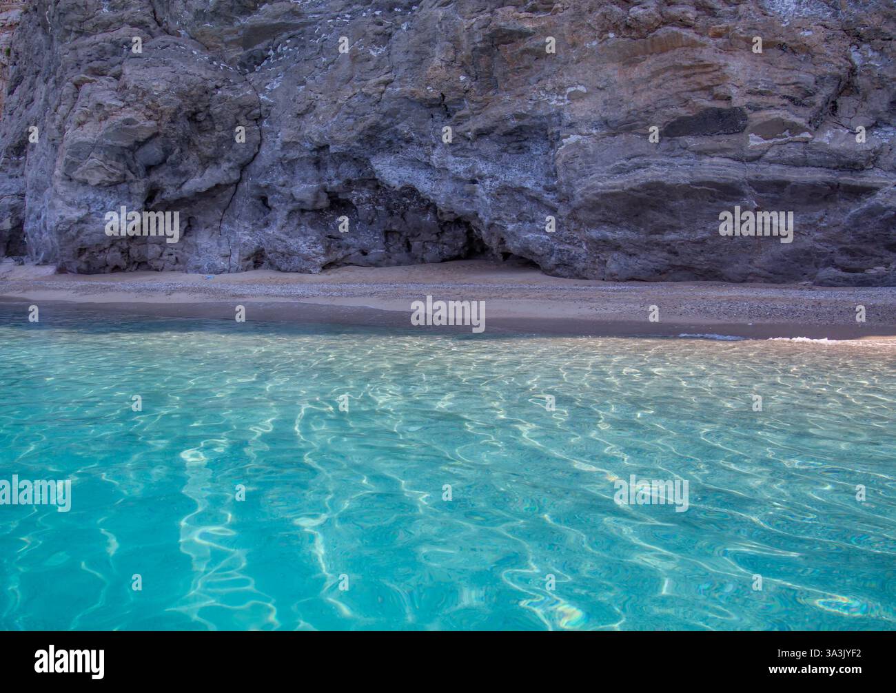 Mediterranean sea. Sea caves near Paleokastritsa, Corfu island. Greece ...
