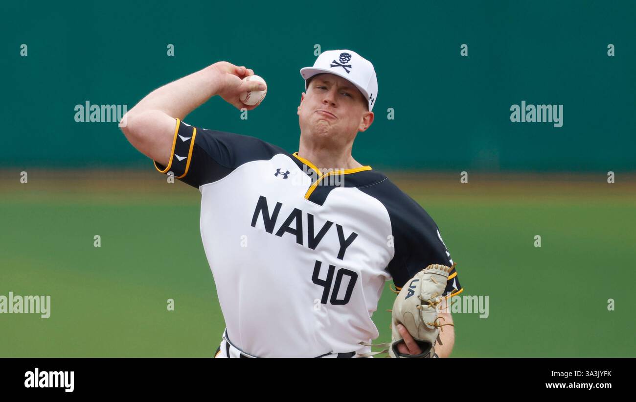 Navy pitcher Brady Bendik (40) during an NCAA baseball game against ...