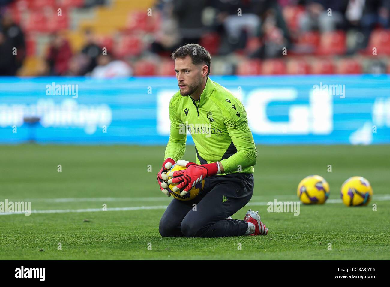Alex Remiro of Real Sociedad warms up during the Spanish league, LaLiga ...