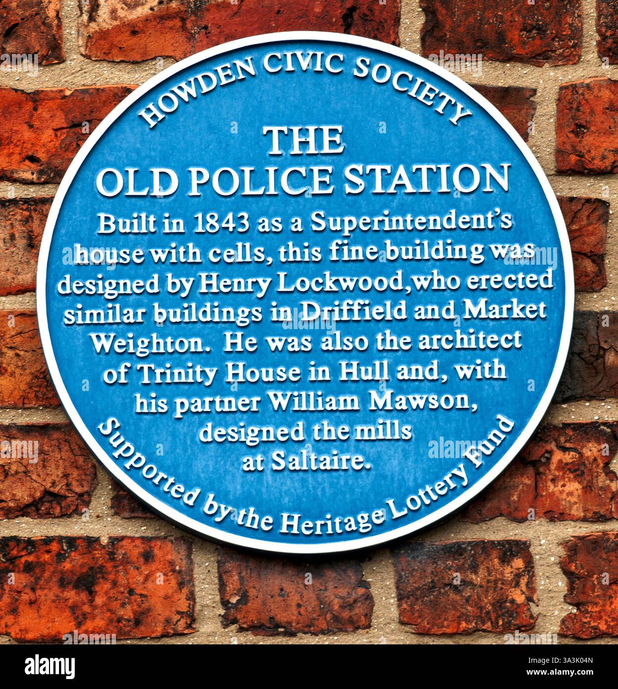 Howden Civic Society Blue Plaque at the Old Police Station Howden, East ...