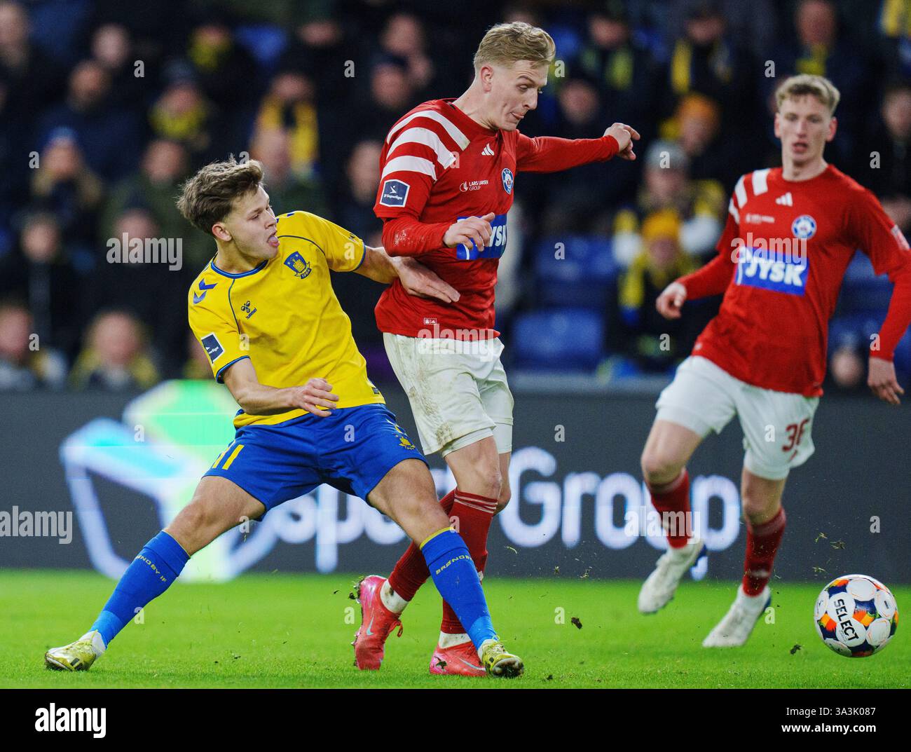 Broendbys Filip Bundgaard and Silkeborgs Pelle Mattsson during the ...