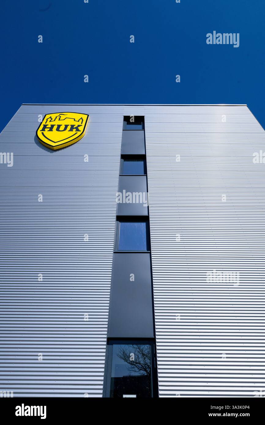 PRODUCTION - 16 March 2025, Bavaria, Coburg: The HUK Coburg logo is ...