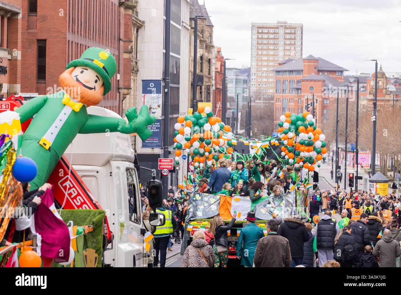 Leeds, UK. 16 MAR, 2025. Parade makes way down the Headrow as over 5000 ...