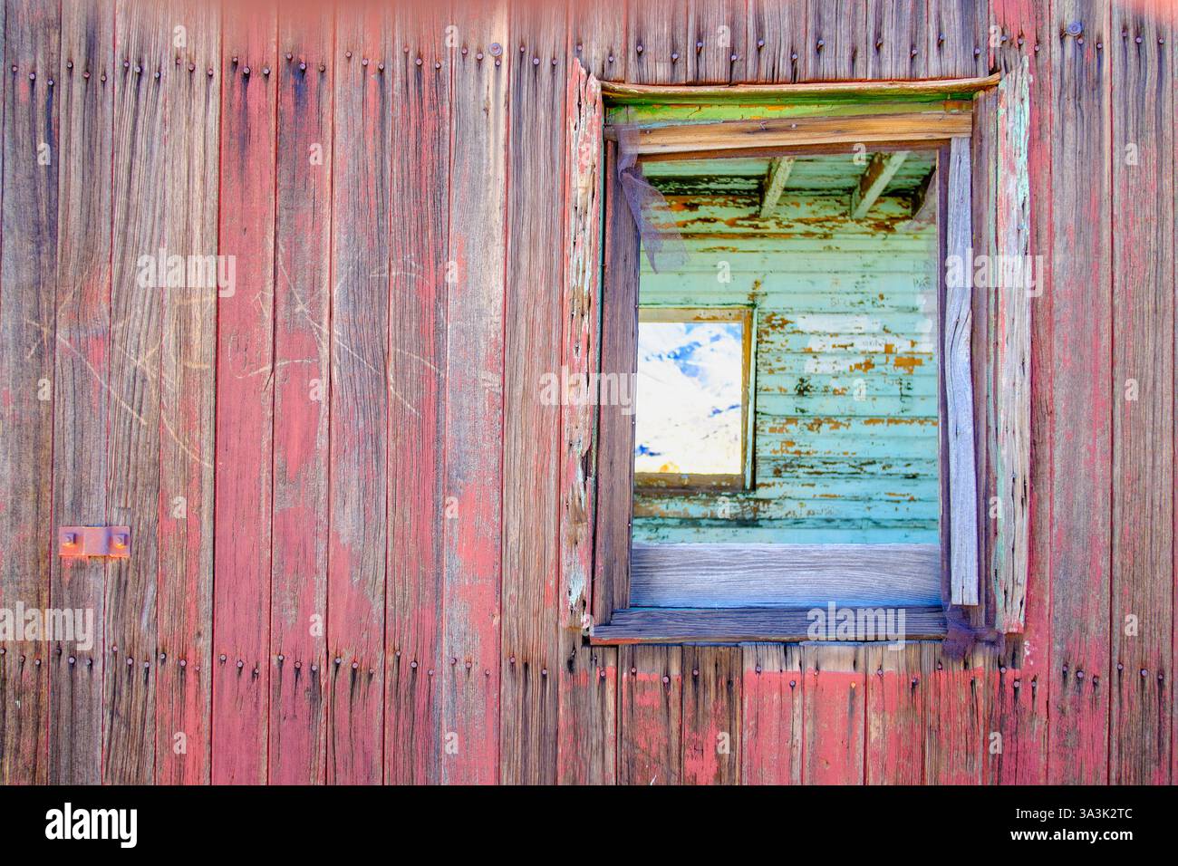 Window frame on old abandoned Union Pacific train car Stock Photo - Alamy