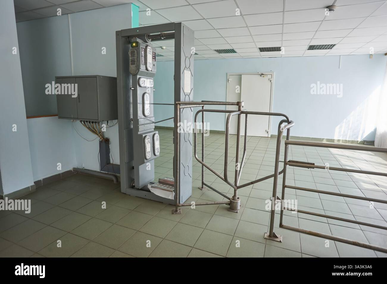 An checkpoint with a dosimeter and turnstile in the Chernobyl Exclusion ...
