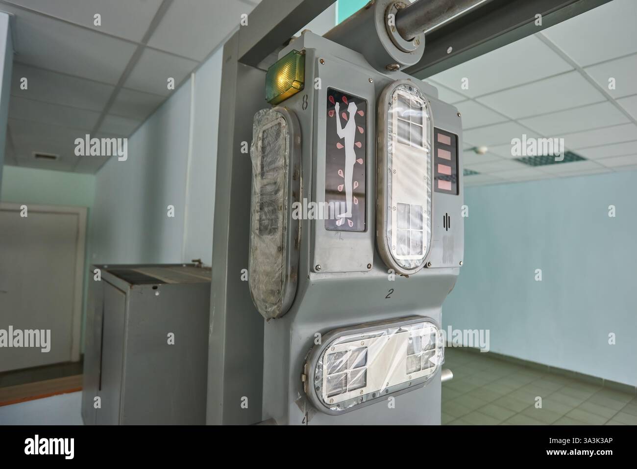 Close-up of an old, dusty radiation detector in the Chernobyl Exclusion ...