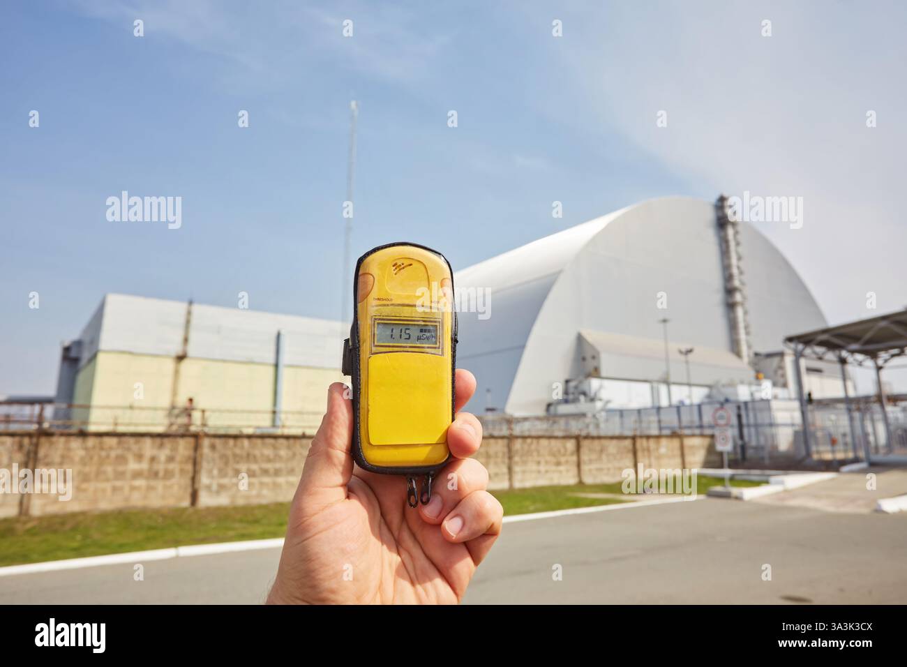 Geiger counter displaying radiation levels near the New Safe ...