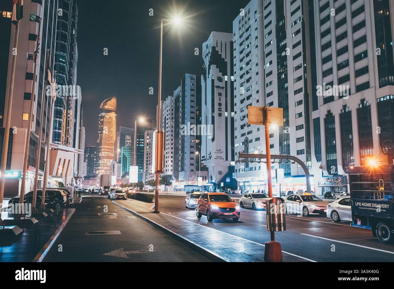 18 January 2025, Abu Dhabi, UAE: Cars driving on Sheikh Zayed Road at ...