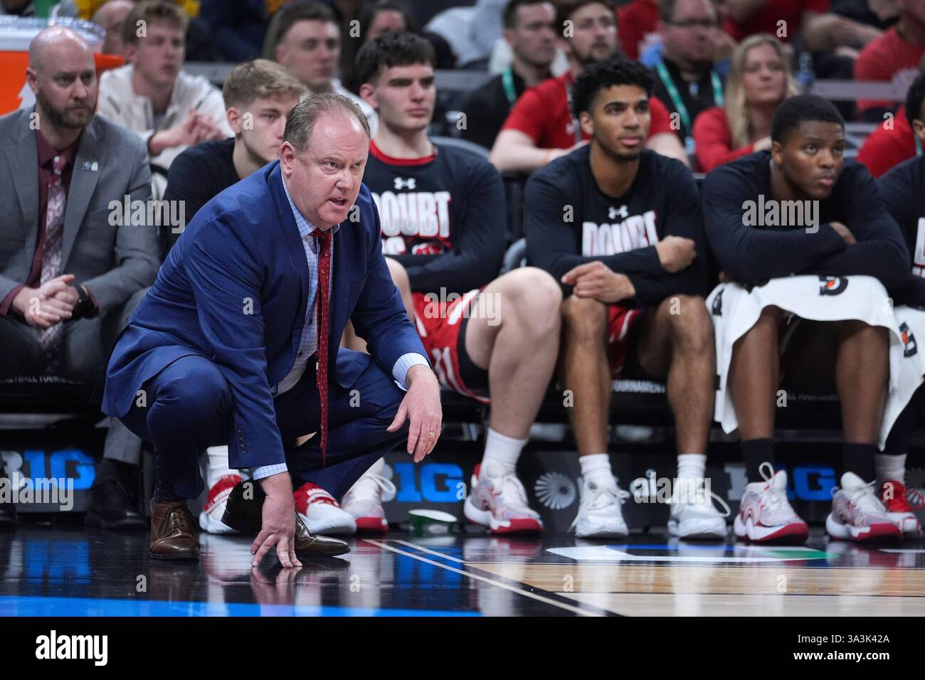 Wisconsin head coach Greg Gard watches against Michigan during the ...