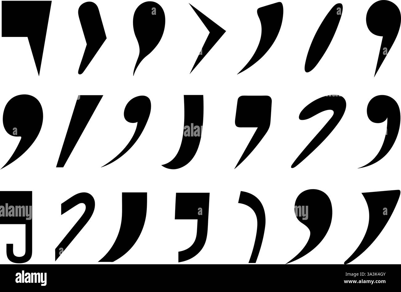 Group of different comma signs isolated on white background Stock ...