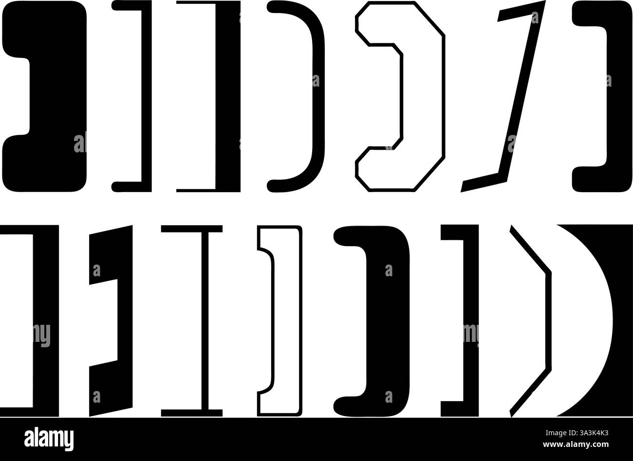 Collection of different right brackets isolated on white background ...