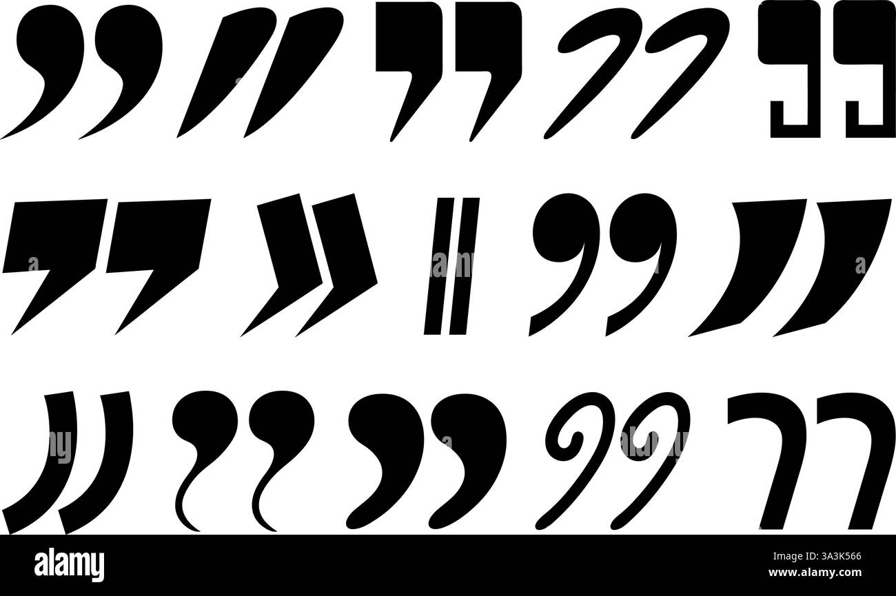 Group of different quotation marks symbols isolated on white Stock ...