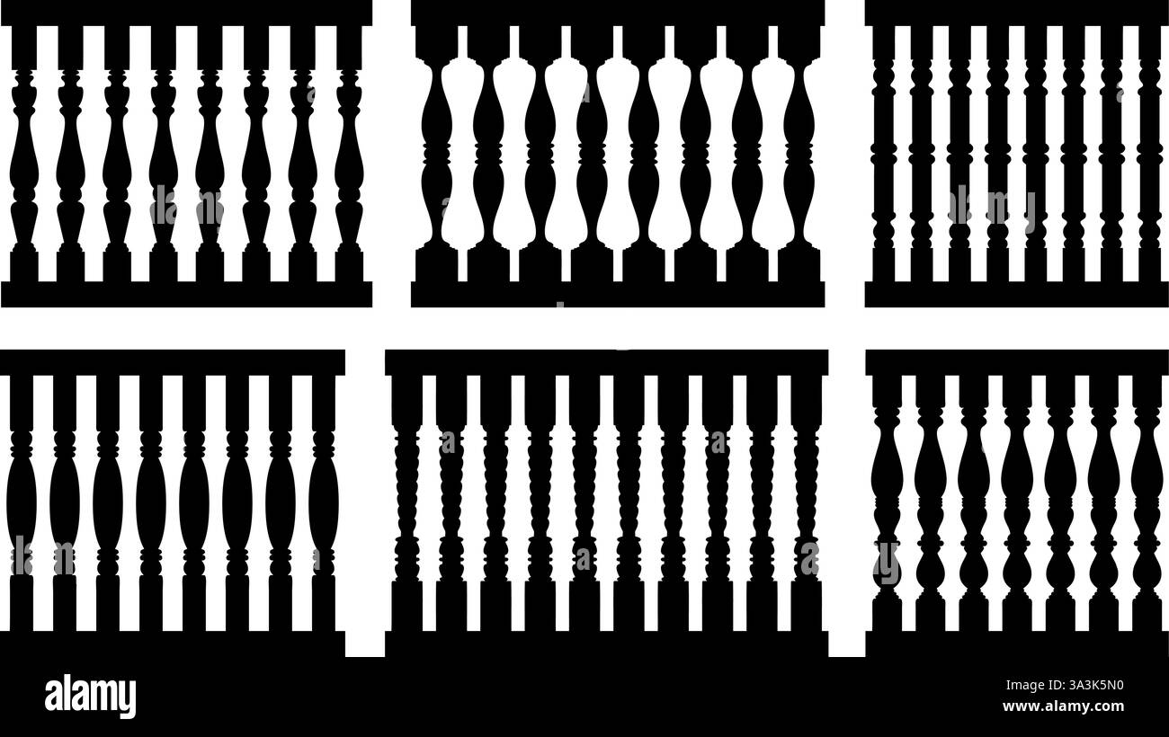 Illustration of black seamless railings isolated on white background ...