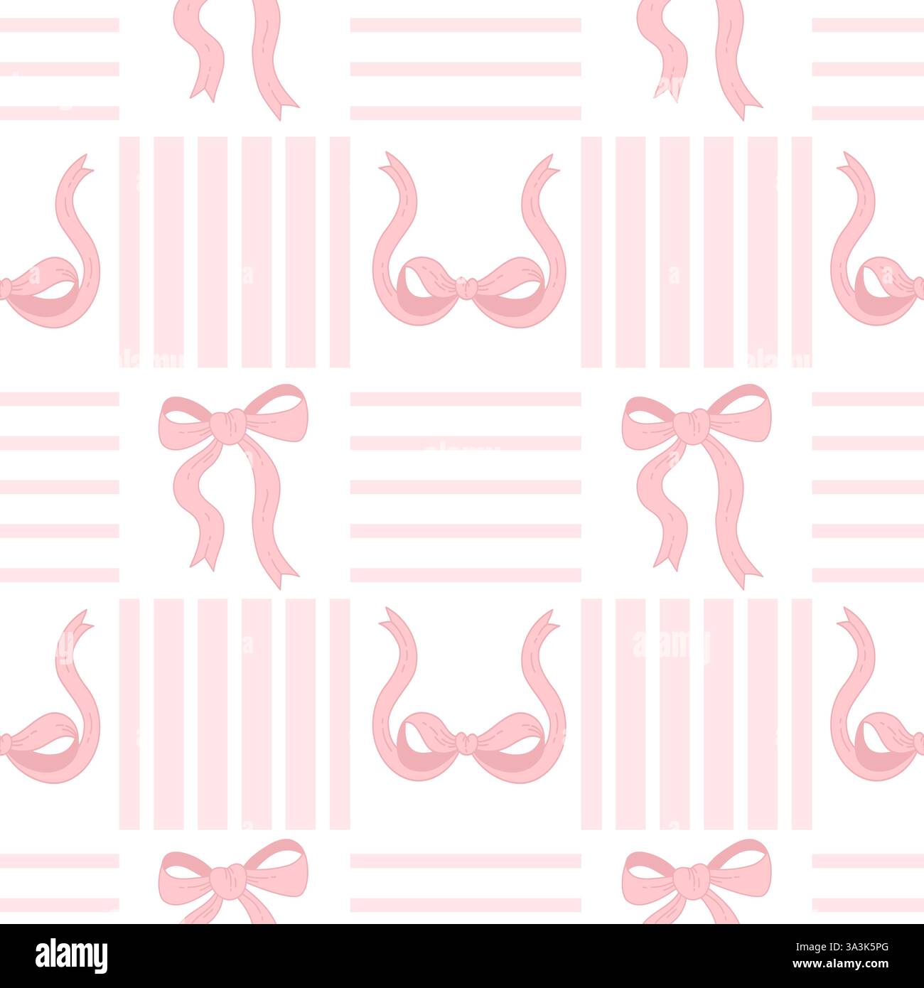 Vintage Coquette aesthetic pink ribbon bow in frame seamless pattern on ...