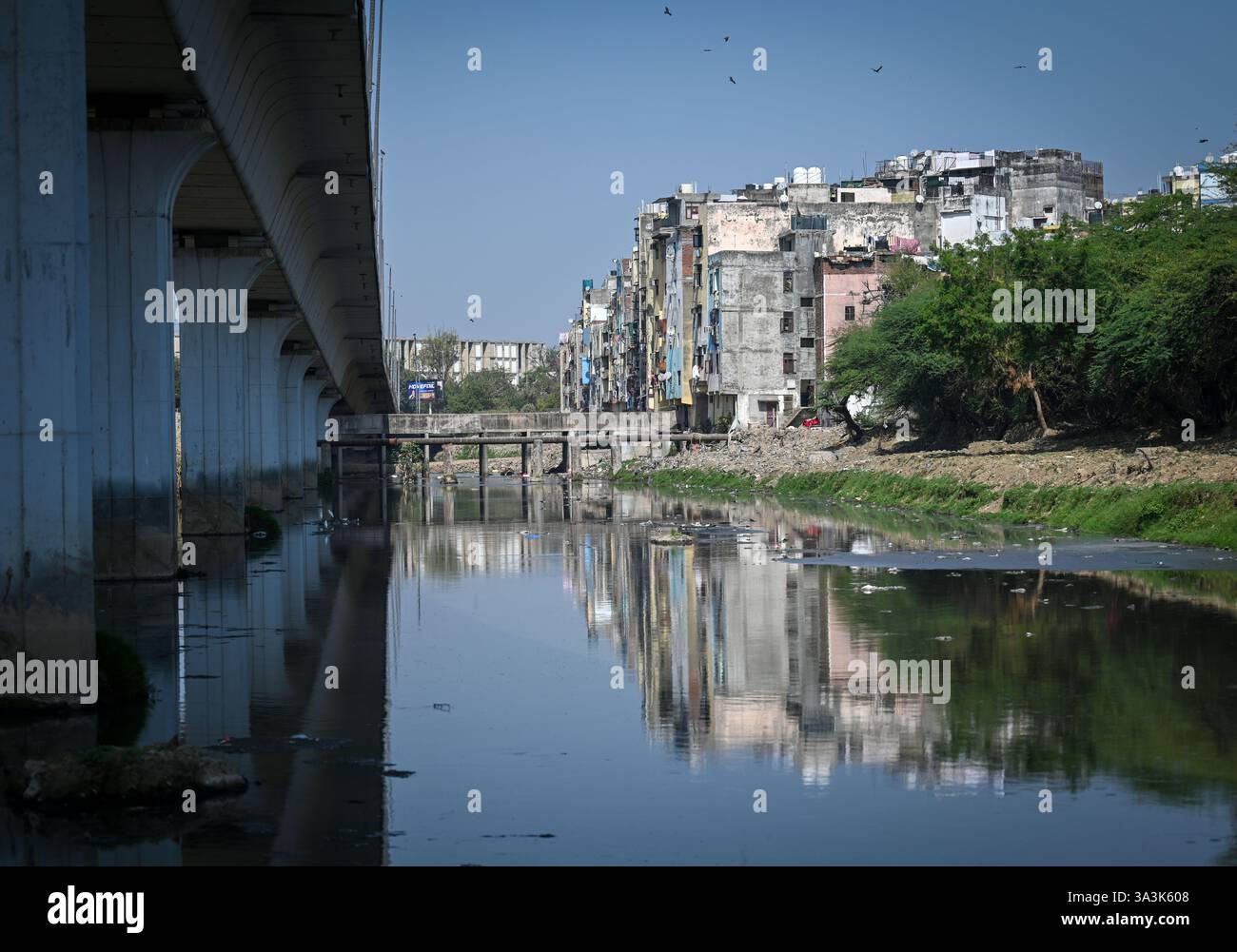 NEW DELHI, INDIA - MARCH 16: A view of Sunehri Pul Drain near Jangpura ...