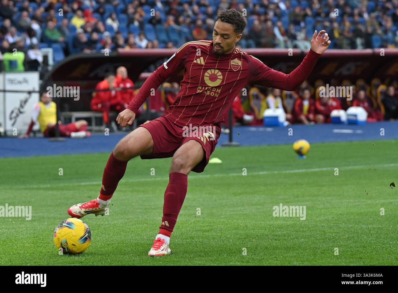Rome, Lazio. 16th Mar, 2025. Devyne Rensch of AS Roma during the Serie ...