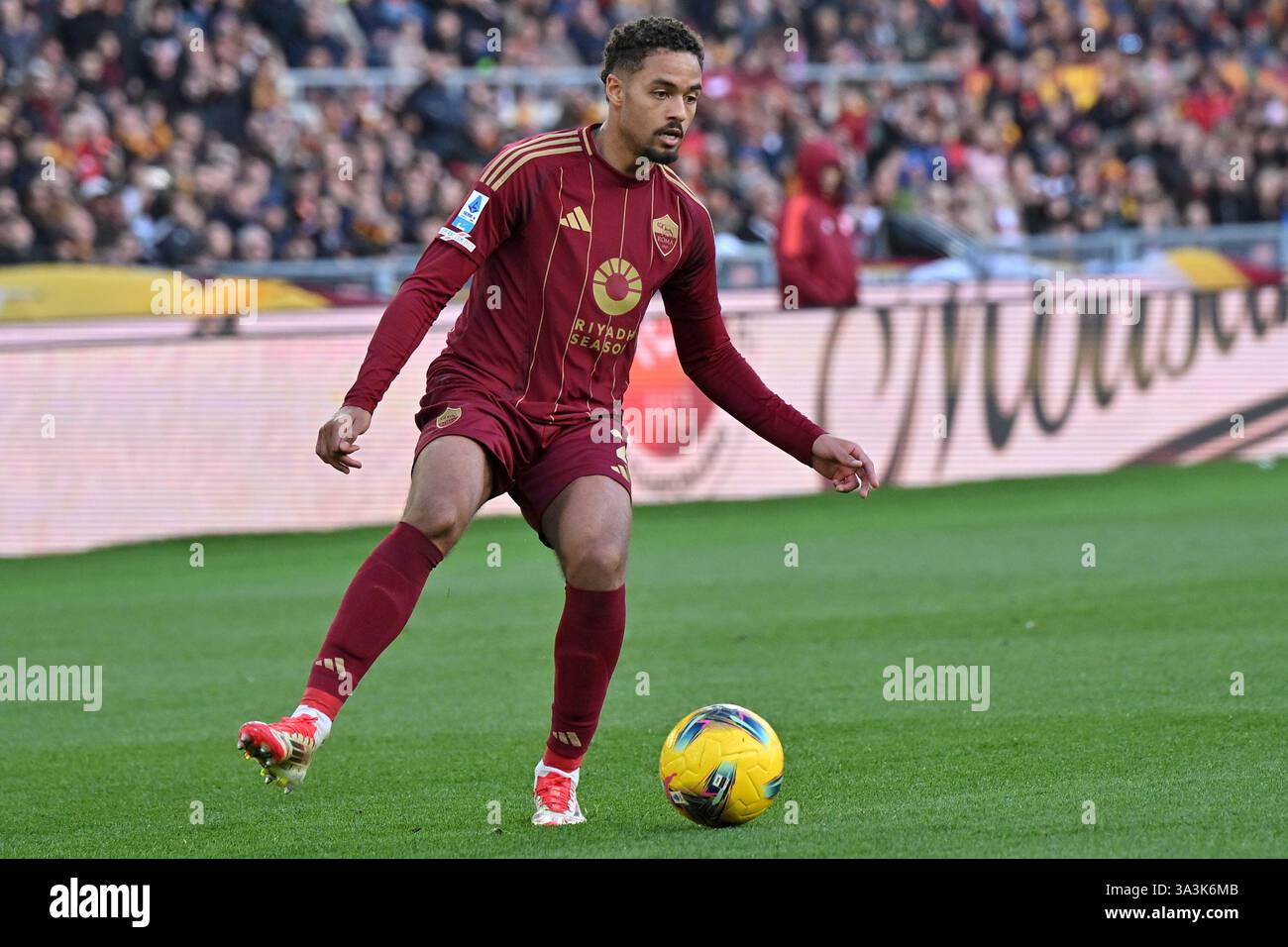 Devyne Rensch of AS Roma during the Serie A match between Roma v ...