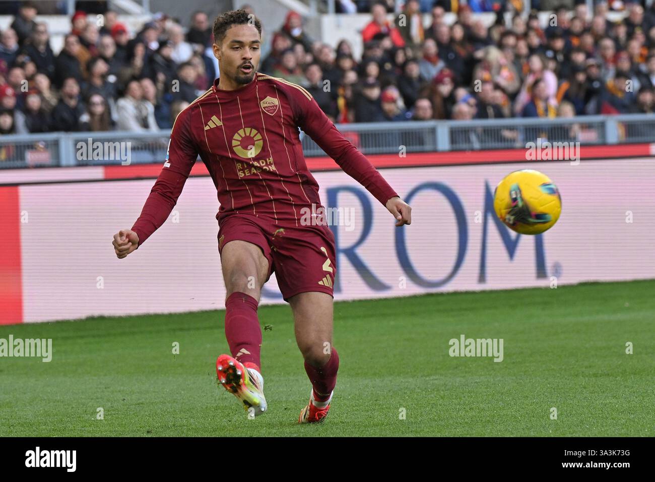 Devyne Rensch of AS Roma during the Serie A match between Roma v ...
