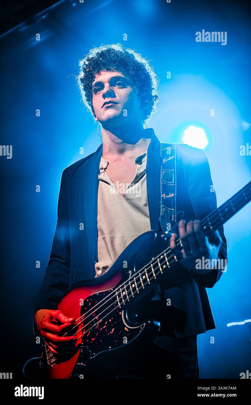 Rome, Italy. 13th Mar, 2025. Tommaso Venturi play the bass during Les ...