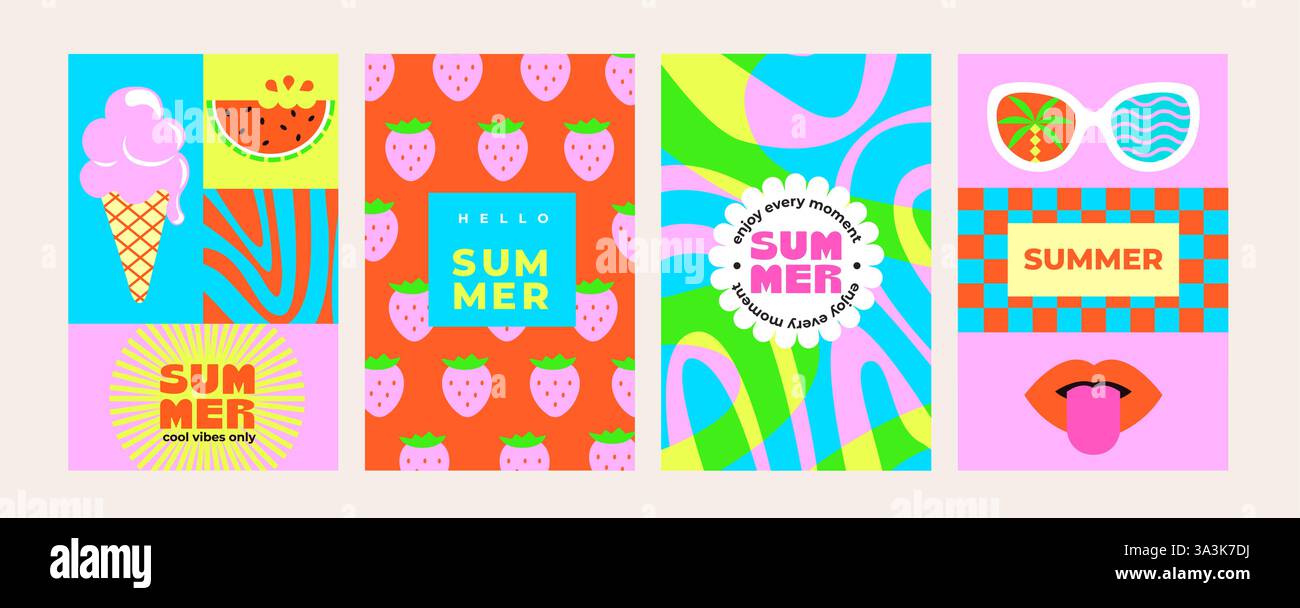 Set of summer bright flyers Stock Vector Image & Art - Alamy