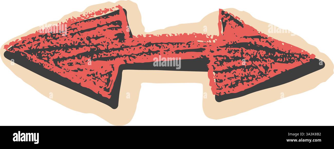 Arrow crayon drawing. Neo brutalist doodle style. Pointer for collage ...