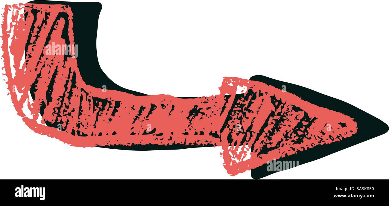 Arrow crayon drawing. Neo brutalist doodle style. Pointer for collage ...