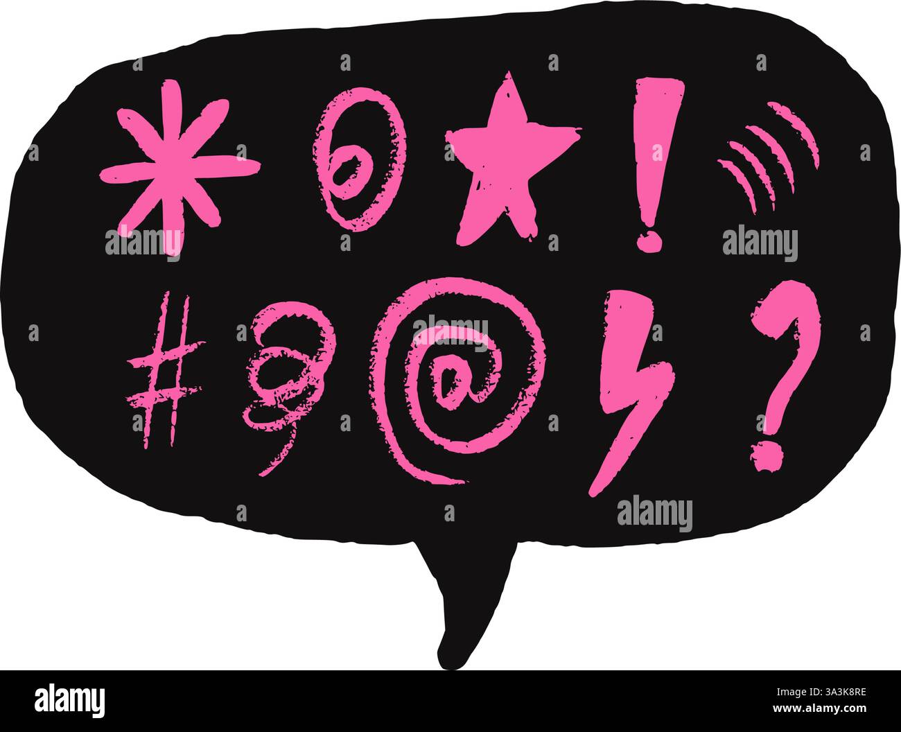 Speech bubble with swear words. Curse crayon doodle text. Bad bulling ...