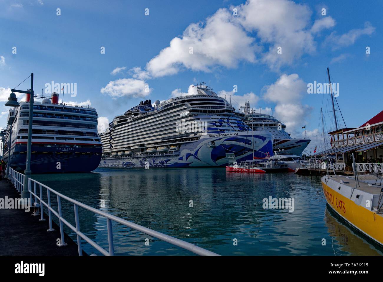 Cruise ships in St John's harbor Antigua. Fred Olsen's Borealis ...