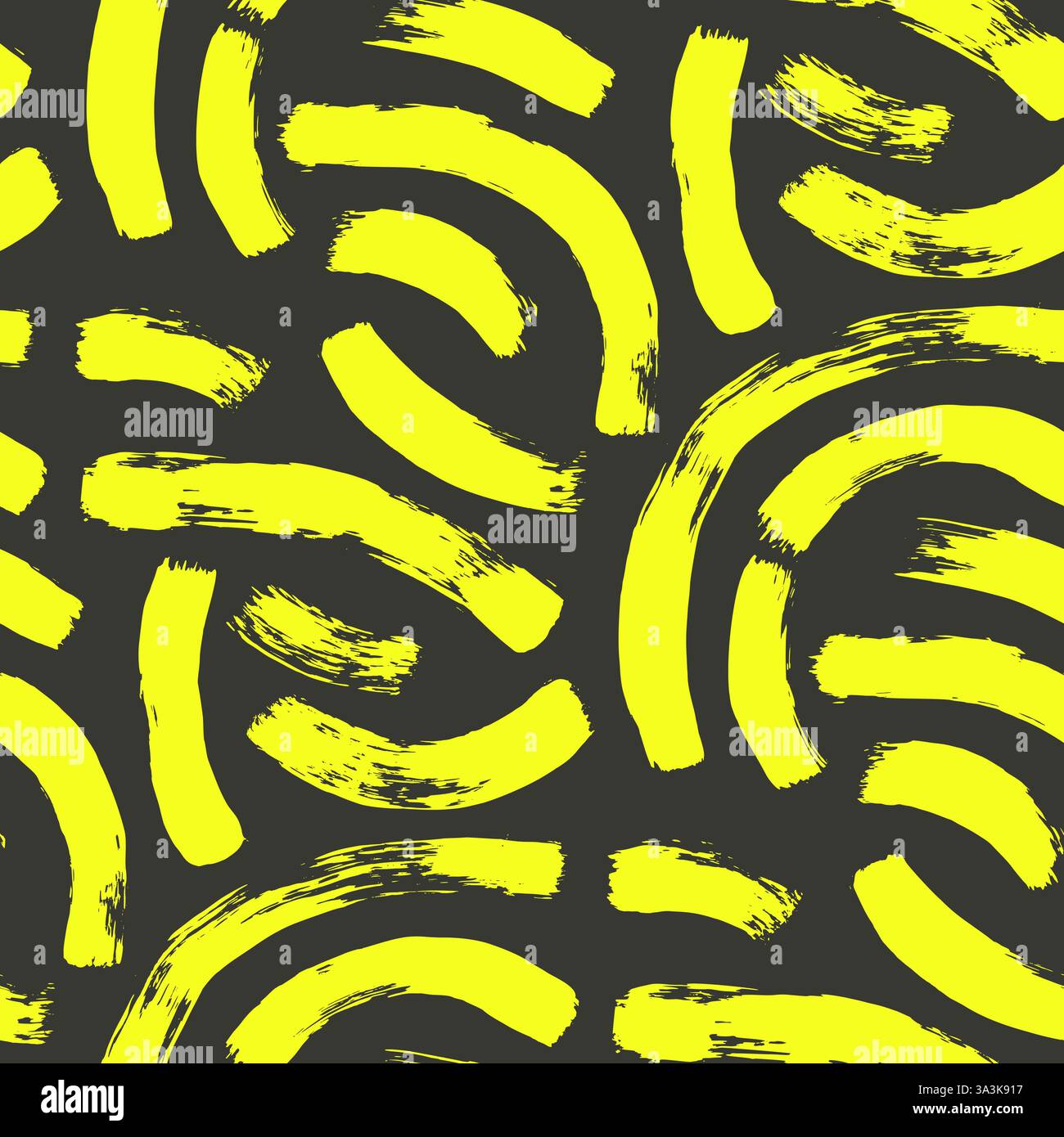 Brush paint curved lines seamless pattern. Bold stroke shapes endless ...