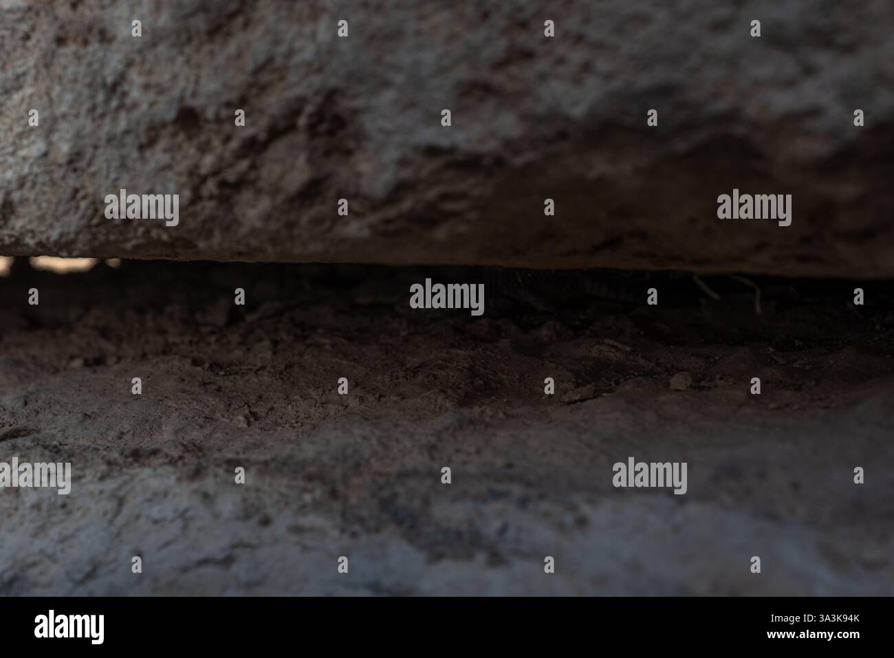 Aged limestone at Qasr al-Abd, Iraq al-Amir, Jordan, featuring rugged ...