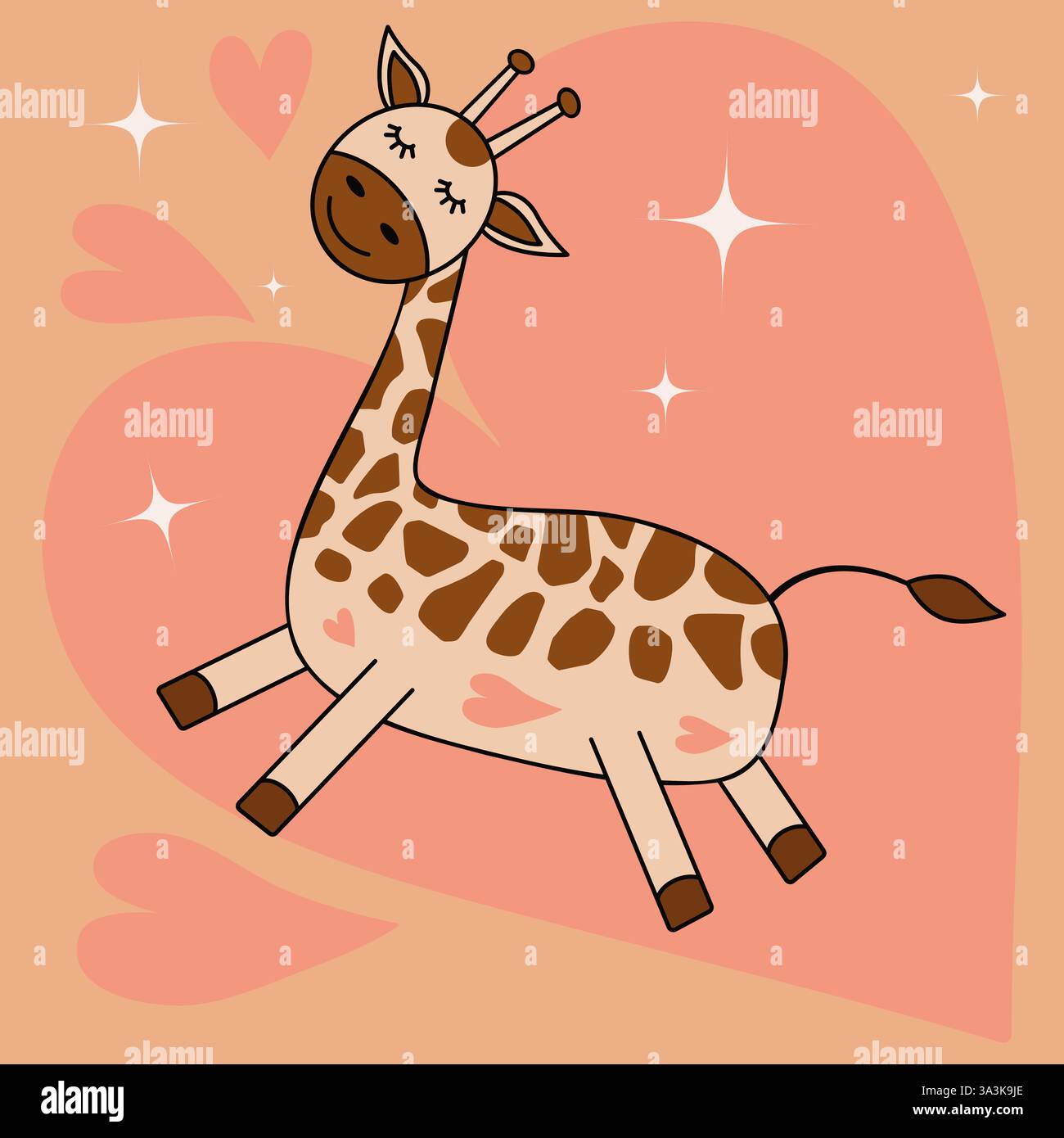 Cute Giraffe in Love Funny Cartoon Character Stock Vector Image & Art ...