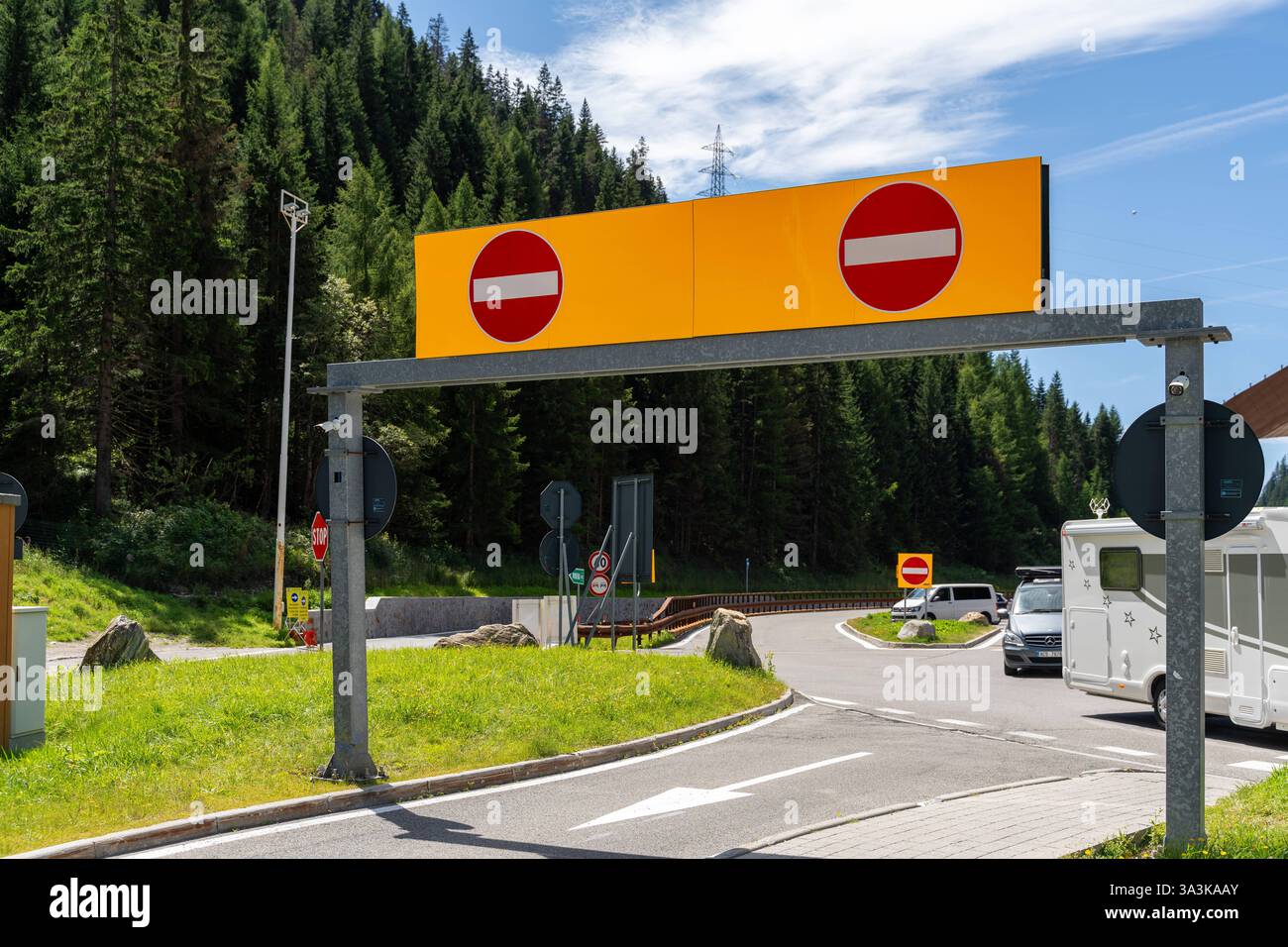 Austria - August 8, 2023: Traffic sign: No entry, on a road in Austria ...