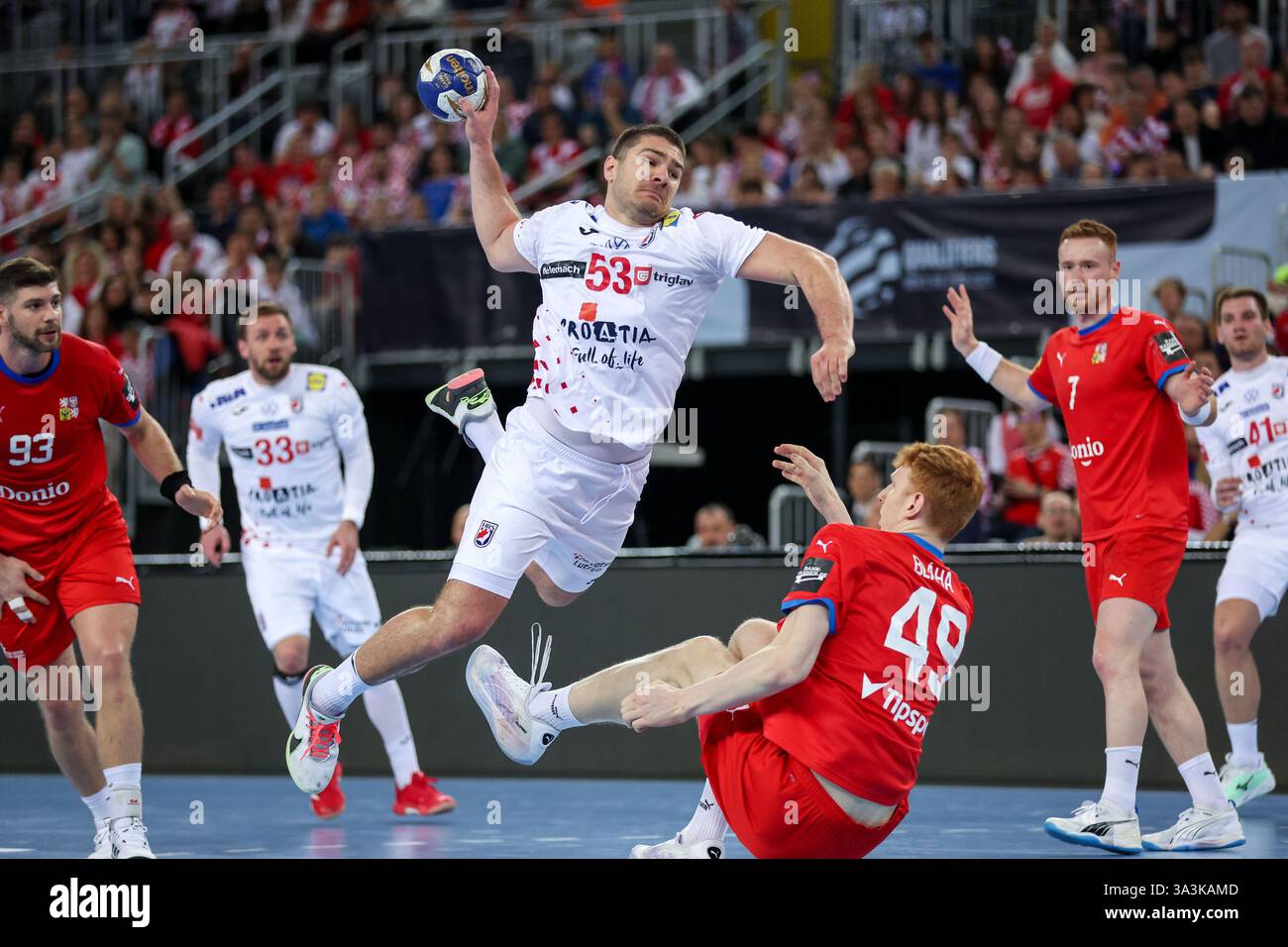 Zagreb, Croatia. 16th Mar, 2025. Marin Sipic of Croatia in action ...