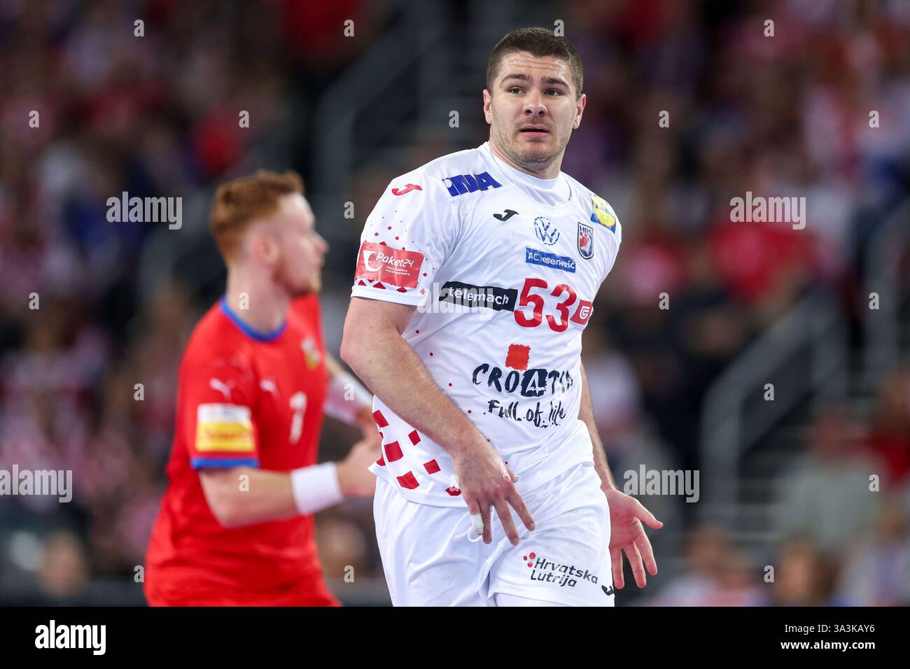 Zagreb, Croatia. 16th Mar, 2025. Marin Sipic of Croatia during the ...